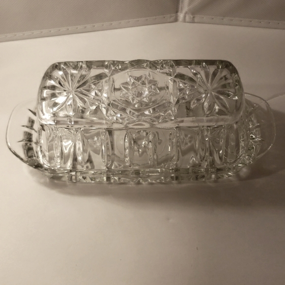 Kitchen | Vintage Cut Crystal Butter Dish Star Half Des Pinwheel ...